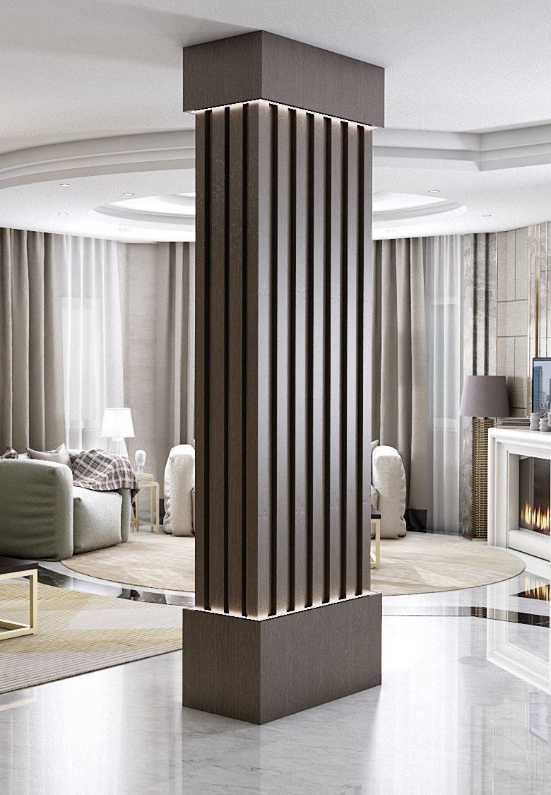 10 Creative Decorating Ideas To Hide a Pillar In Living Room - Corby Homes